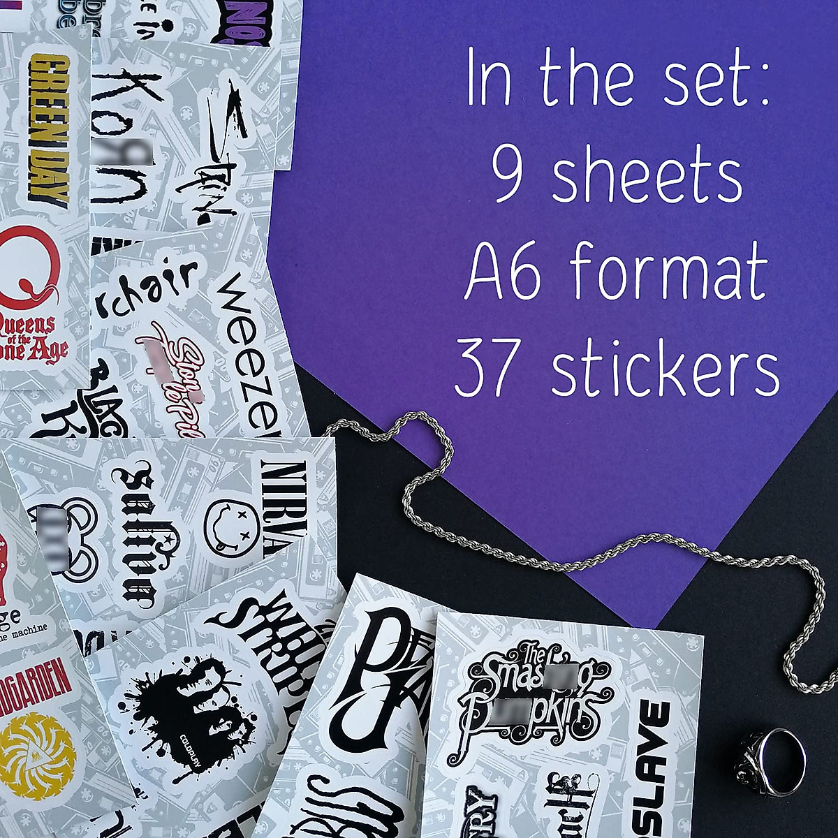 BulbaCraft 36Pcs Grunge Stickers, 90's Grunge Music, Rock Stickers, Rock Band Stickers, Grunge Gifts for Men and Women, Waterproof Stickers, Guitar Stickers, Music Stickers