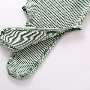 TROSJ Unisex Baby Striped Cotton Sleeper Gowns with Cap Long Knotted Sleeping Bag (Green-B2, 0-3 Months)