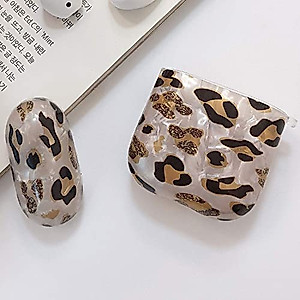 2019 Newest AirPods Case,J.west Luxury Sparkle Bling Leopard Print Cheetah Pattern Translucent Soft TPU Case Cover for Girls Women Shockproof Cover Accessories Kit for AirPods 1st/2nd Charging Case