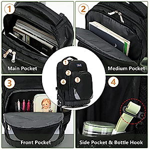 NEW TILAMI Wheeled Rolling Backpack for Child, Large Space Laptop Rolling Backpack for Students School Travel Trip Using 18 Inches Backpack, Black