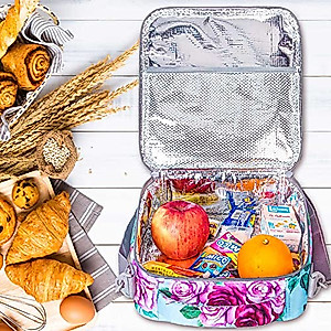 ZLYERT Laptop Backpack, 16 Inch School Bag College Bookbag, Anti Theft Daypack Bags and Lunch Bag Set, Water Resistant Rose Flowers Backpacks for Teens Girls Women Students