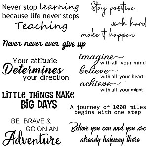 10 Pcs Inspirational Wall Decal Stickers Motivational Quote Stickers Peel and Stick Vinyl Wall Decor Removable Positive Wall Stickers Quotes Saying Wall Art for Home Office School Classroom Teen Dorm