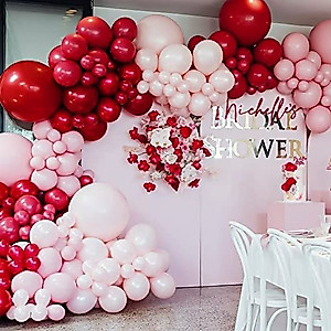 RUBFAC 87pcs Ruby Red Party Balloons Different Sizes 18 12 10 5 Inches for Garland Arch, Premium Red Latex Balloons for Birthday Party Wedding Baby Shower Christmas Decorations