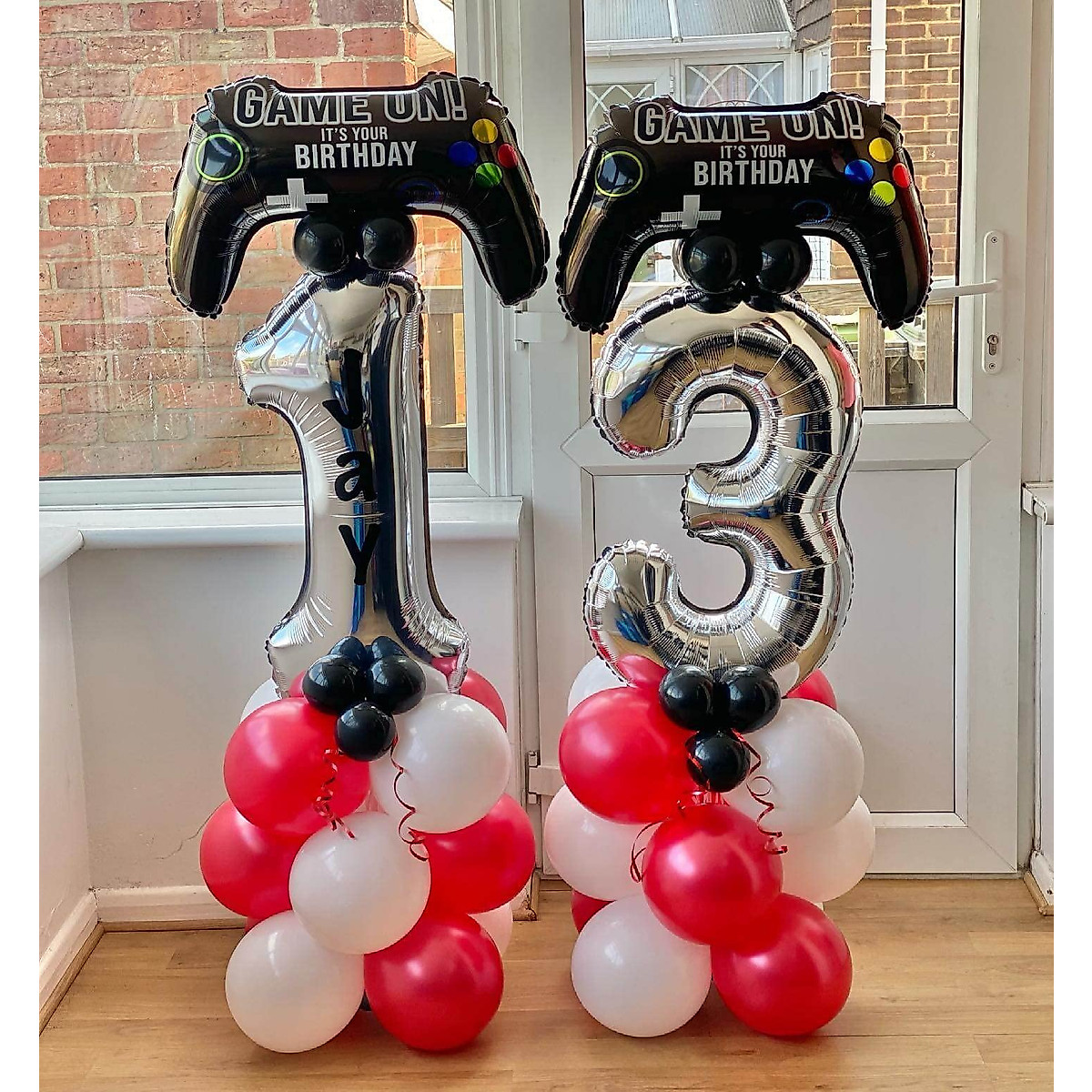 4 Pack Gamer Party Balloons Helium Foil Mylar Video Game on Balloons Video Game Controller Balloons for Boys Game Themed Party Birthday Decorations Supplies 23.6 x 15.7 Inch