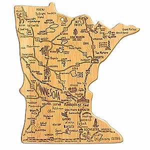 Totally Bamboo Destination Minnesota State Shaped Serving and Cutting Board, Includes Hang Tie for Wall Display