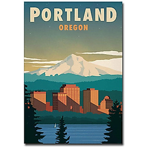Portland Oregon Vintage Travel Art Refrigerator Magnet Size 2.5" x 3.5"
