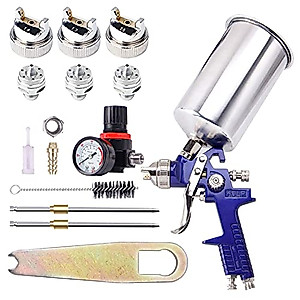 BANG4BUCK Professional HVLP Gravity Feed Air Spray Gun, 1.4mm 1.7mm 2.5mm Nozzles, 1000cc Aluminum Cup with Gauge for Auto Paint, Primer, Clear/Top Coat & Touch-Up