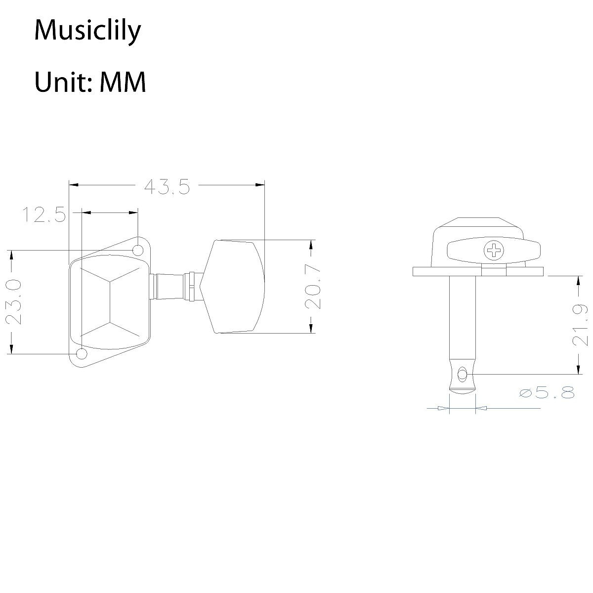 Musiclily 3L+3R Semi-closed Guitar Tuners Guitar String Tuning Pegs Keys Machine Heads Set for Epiphone Les Paul SG Style Electric Guitar or Acoustic Guitar Replacement, Chrome