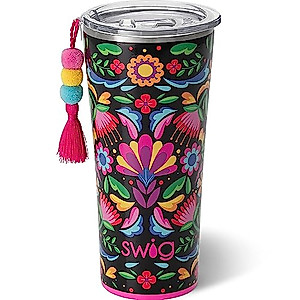 Swig Life 22oz Insulated Tumbler, Travel Coffee Tumbler with Lid, Cup Holder Friendly Travel Coffee Mug, Stainless Steel Thermos, 22 oz Tumbler, Reusable Insulated Coffee Mug with Lid (Caliente)