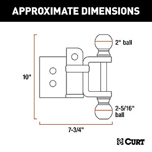 CURT 45008 Replacement Head for Adjustable Trailer Hitch Ball Mount #45049