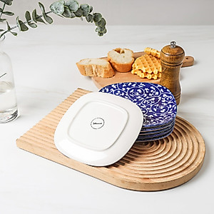 Selamica Porcelain Small Plates, 6 inch Dessert Plates Ceramic, Small Appetizer Plates, Kitchen Salad Plates for Cake Snacks Side Dish, Microwave Dishwasher Safe, Set of 6, Vintage Blue