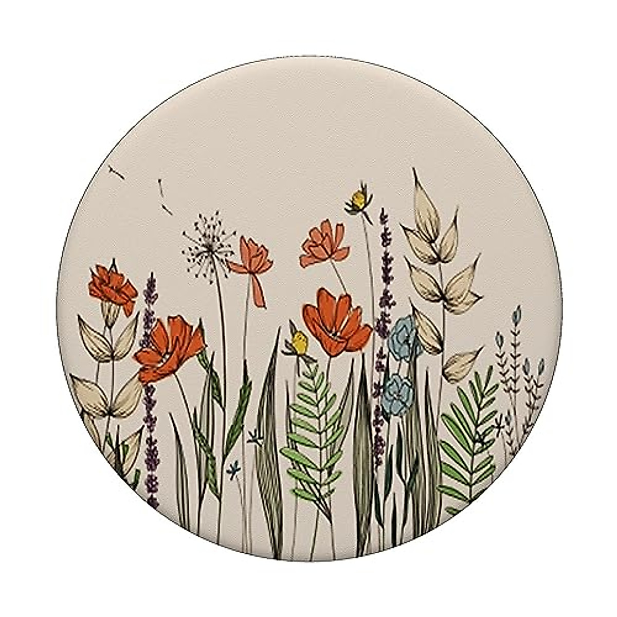Cute Summer Wildflowers Pattern Design Floral on Beige PopSockets Standard PopGrip