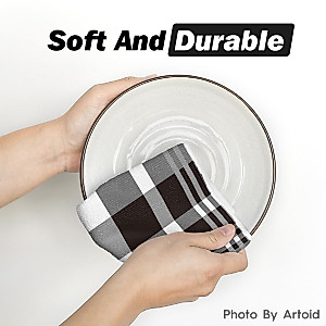 Artoid Mode Buffalo Plaid Ghosts Boo Bats Let's Hang Out Hello Halloween Kitchen Towels Dish Towels, 18x26 Inch Seasonal Decor Hand Towels Set of 4