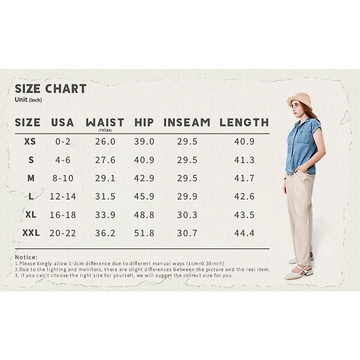 CHARTOU Women's Summer Drawstring Waist Wide Leg Loose Cotton Linen Palazzo Pants (Medium, White)