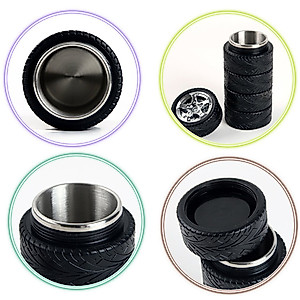 OUOH 320ML My Car Tire Thermos Cups Stainless Coffee Mug Vacuum Silica Gel Bottle Travel Coffee Tea Thermal Insulation Water Bottle (white)