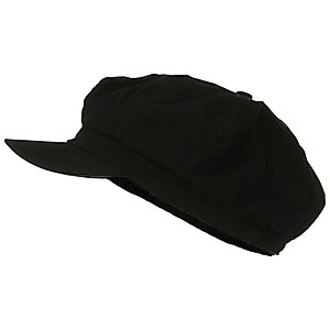 e4Hats.com Cotton Elastic Big Size Newsboy Cap - Black XL-2XL