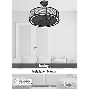 Hunter Tunley Indoor Ceiling Fan with LED Light and Wall Control, 12", Brushed Nickel