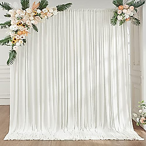 10ft x 10ft Ivory Wrinkle Free Thick Fabric Backdrop Curtain Drapes Ivory Backdrop Panels Background for Wedding Birthday Baby Shower Party
