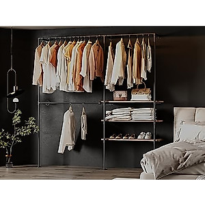 ONOTETUT Industrial Pipe Clothing Rack - Heavy Duty Wall Mounted Garment Organizer for Bedroom & Wardrobe Storage - Sturdy Hanging Rods, Multi-Purpose Design