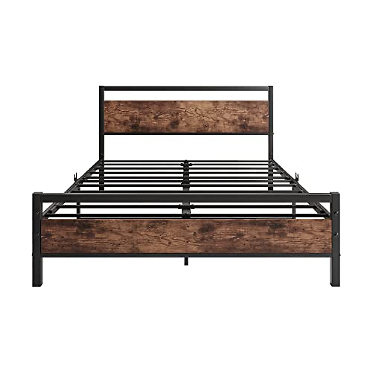 HOJINLINERO Full Size Bed Frame with Headboard, Heavy Duty Platform Bed Frame Full Reinforced Steel Square Tube Platform Strong Slats Support/No Box Spring Needed,Black