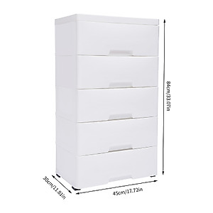 Fermoirper Storage Drawers 5 Drawer Storage Organizer 17.72 * 11.81 * 33.07in Plastic Drawers Stackable Clothes Drawer Plastic Dressers With Drawers Vertical Storage Tower（White）