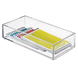 iDesign Clarity Plastic Drawer Organizer for Vanity, Countertop, Bathroom, Kitchen and Cabinet Storage, 8" x 4" x 2", Clear