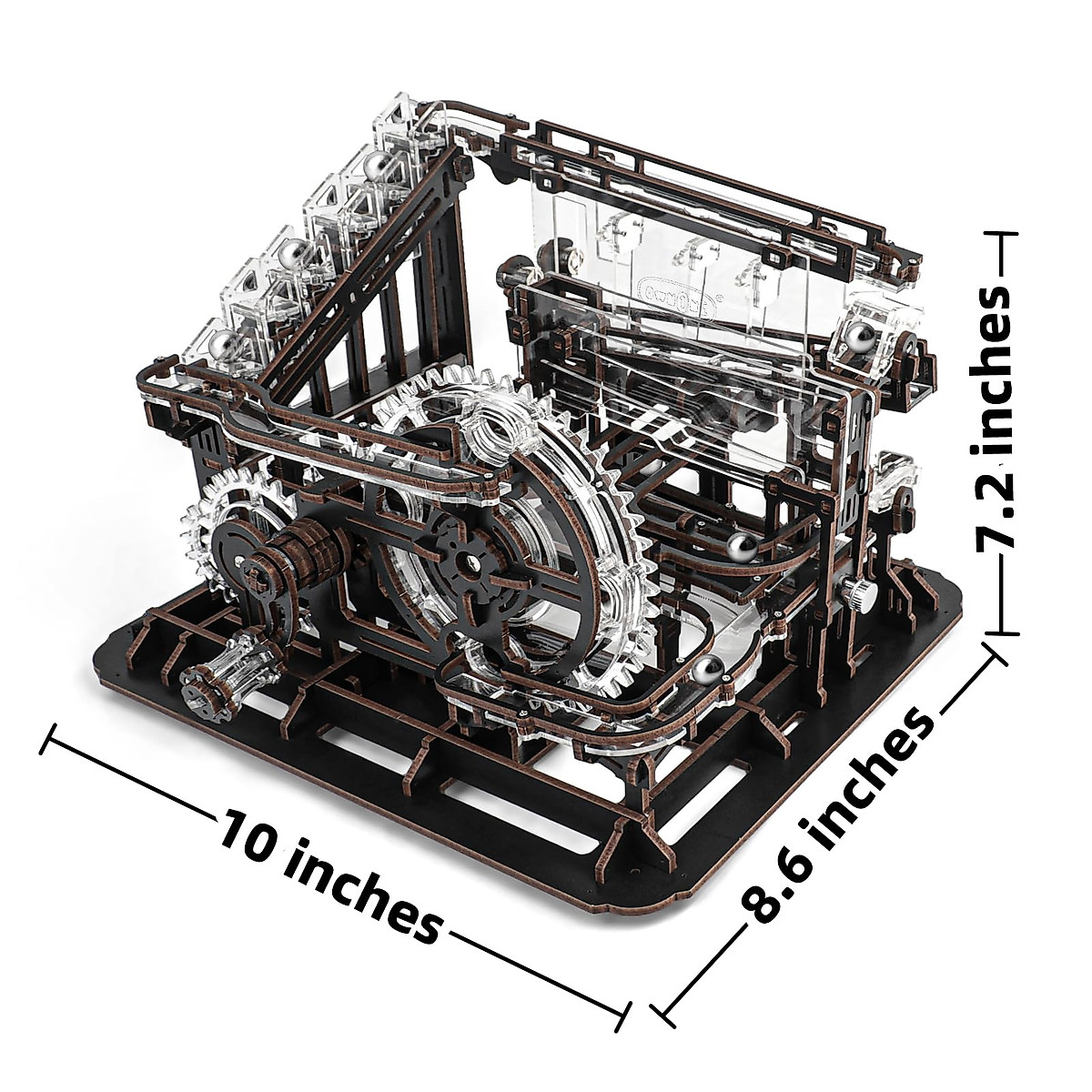 OWNONE 1 3D Wooden Puzzle Marble Run with LED Lights, Wooden Model Building Kits for Adults, Wood Mechanical Puzzle Building Set, Office Desk Decor Gift for Men Adults (312 PCS)