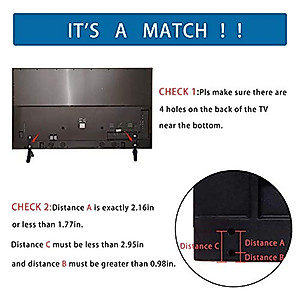 Drsn TV Base Pedestal Feet TV Stand Mount Legs for Televisions with Mounting Holes Distance 2.16in/5.5cm or Within 1.77in/4.5cm, Distance Between Top Mounting Hole and Edge 3.15in/8cm