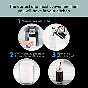 HyperChiller HC2W Patented Iced Coffee/Beverage Cooler, NEW, IMPROVED,STRONGER AND MORE DURABLE! Ready in One Minute, Reusable for Iced Tea, Wine, Spirits, Alcohol, Juice, 12.5 Oz, White