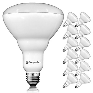 SUNPERIAN 12 Pack BR40 LED Light Bulbs, 13W=85W, 3500K Natural White, 1400 Lumens, Dimmable Flood Light Bulbs for Recessed Cans, Enclosed Fixture Rated, Damp Rated, UL Listed, E26 Standard Base