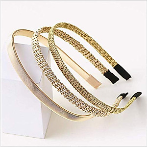 Sluxa Thin Hairbands,Head bands no slip fashion for women, skinny headbands for women Girls, Gold Thin Headbands for women..