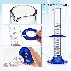 Thick Glass Graduated Cylinder Measuring Liquid Lab Cylinders with Anti-Falling Plastic Base and Bumper Guards (Glass, 10ML)