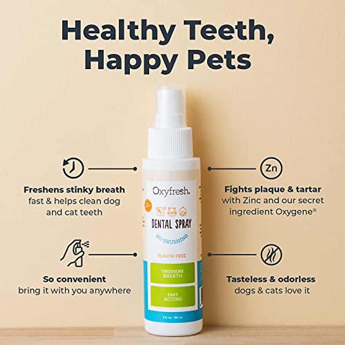 Oxyfresh Advanced Pet Dental Spray – Instant Pet Fresh Breath: Easiest No Brushing Pet Dental Solution for Dogs and Cats – Best Way to Fight Pet Plaque, Keep Teeth & Gums Healthy. 3oz.