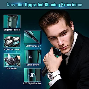 Electric Razor for Men, New Upgrade Electric Shavers for Men Cordless Rechargeable 3D Rotary Men Shaver,Wet/Dry Mens Shaver,Waterproof Mens Razor for Shaving Gifts for Husband, Dad,Boyfriend