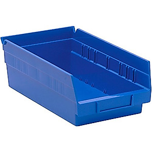 QUANTUM STORAGE SYSTEMS K-QSB102BL-10 10-Pack Plastic Shelf Bin Storage Containers, 11-5/8 inch x 6-5/8 inch x 4 inch, Blue