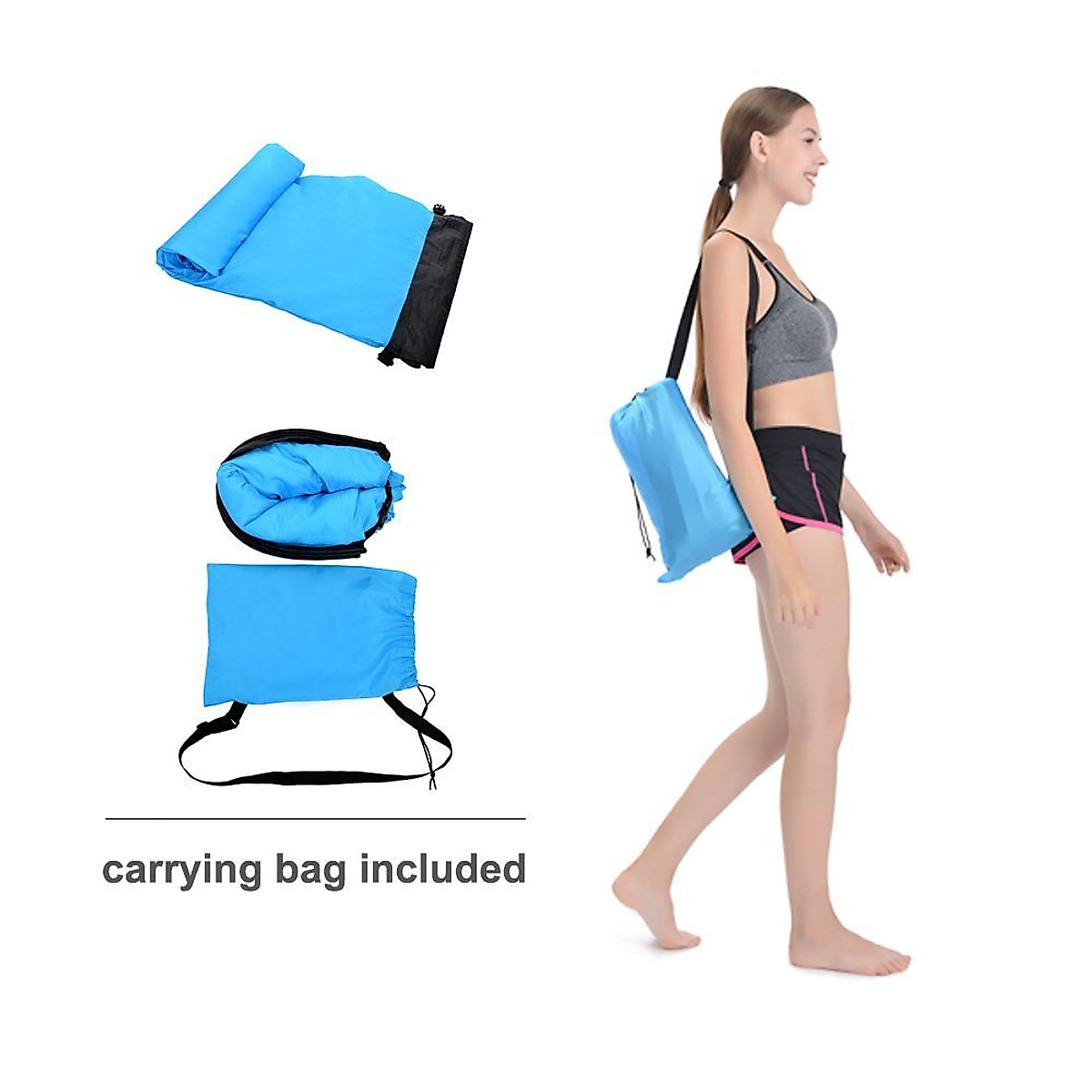 Beiruoyu Inflatable Lounger Air Chair Sofa Bed Sleeping Bag Couch for Beach Camping Lake Garden (Green02)