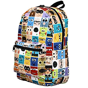 Pixar Animated Movie Characters Tile Print Sublimated Laptop Backpack