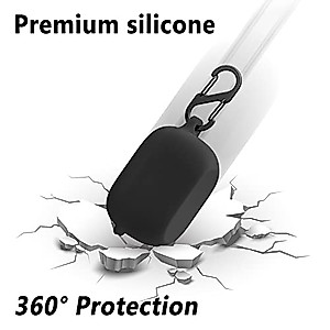 Geiomoo Silicone Case Compatible with JBL Vibe 100 TWS, Protective Cover with Carabiner (Black)