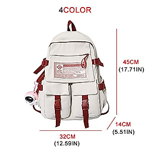 Women College Backpack Multipocket Nylon Waterproof Rucksack Portable Summer Travel Bag Large Capacity Casual Daypack,Purple,45 * 32cm