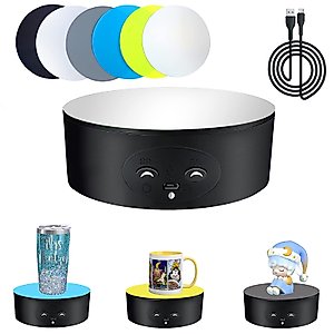 Riomh Rotating Display Stand, 360 Degree Automatic Mute Spin Turntable for Photography Display, Shooting Videos, Figures and Collections Display (Black)