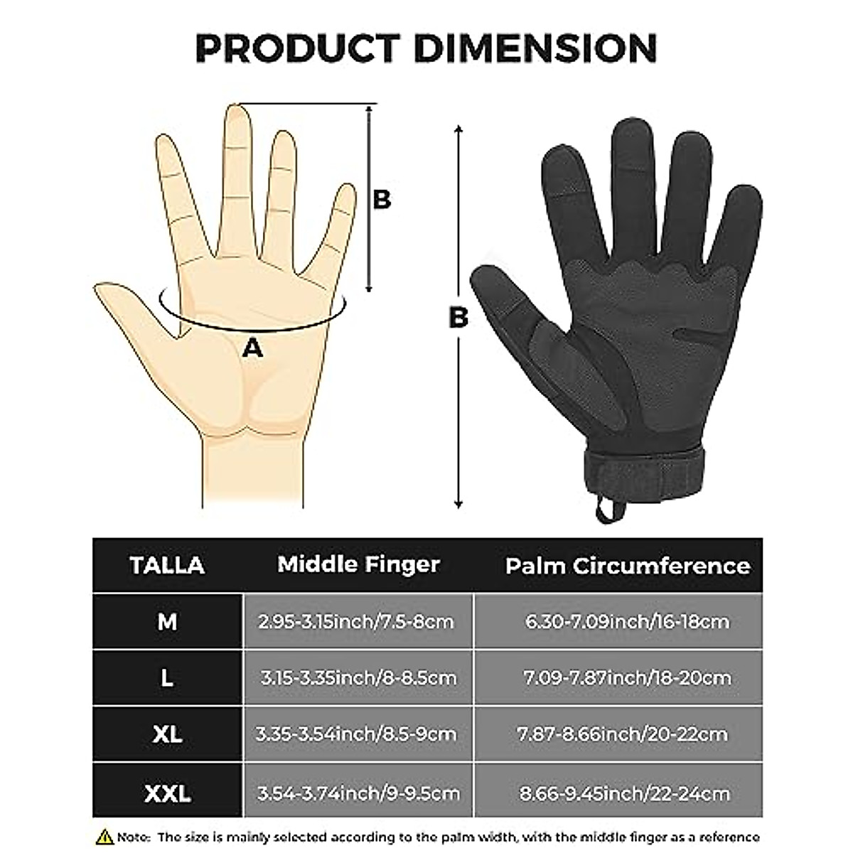 KEMIMOTO Tactical Gloves for Men, Touchscreen Motorcycle Gloves with Hard Knuckle for Outdoor Sports Motorcycle Cycling Tactical Training Airsoft Paintball Shooting Hunting Hiking Camping Climbing