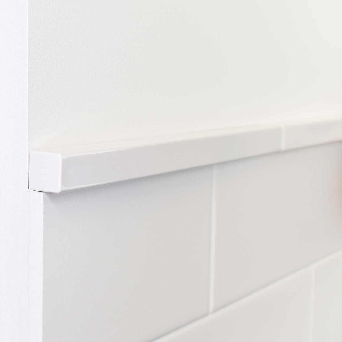 Questech Decor Tile Trim, 3/4 x 12 Inch Linear Pencil Tile Edge Trim Cap, Decorative Shower Tile Liner, Kitchen Tile Border Backsplash Trim, Bright White Polished, 6 Pack