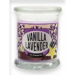 Clearance Priced ~ Vanilla Lavender Scented Soy Wax 12oz Glass Jar Candle by S&M Web Widgets