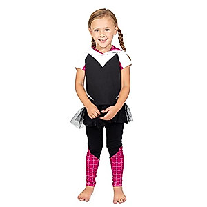 Marvel Spider-Man Spider-Gwen Ghost Spider Little Girls Cosplay T-Shirt and Leggings 6-6X