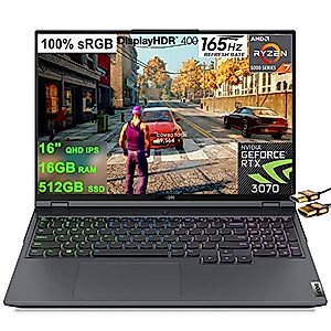 Lenovo Legion 5 Pro 16 Gaming Laptop 16" QHD IPS 165Hz (500 nits, HDR400, 100% sRGB) AMD 8-Core Ryzen 7 5800H (Beats i7-10870H) 16GB RAM 512GB SSD GeForce RTX 3070 8GB Backlit USB-C Win11(Renewed)