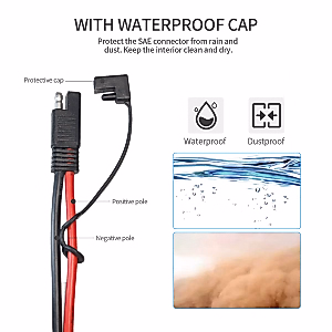 ELFCULB SAE Battery Connector, 10AWG SAE to O Ring Terminal Harness 2-Pin Quick Disconnect SAE Battery Cable for Motorcycle Car,with 10A 15A 20A 25A 30A Protection Fuse(10FT)