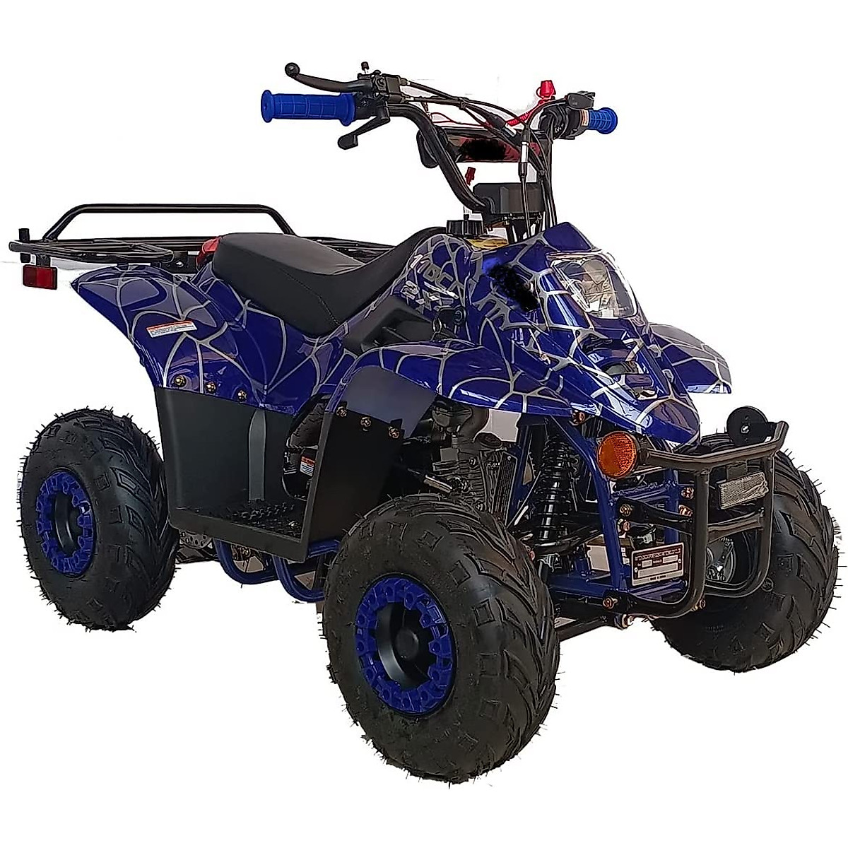 HHH ATV Boulder 110B1 Gas 110cc ATV for Kids Quads Youth ATV Quad ATVs Fully Automatic Children 4 Wheeler (Blue Spider Color)
