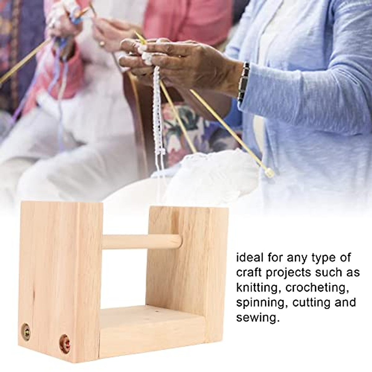 Emoshayoga Yarn Ball Holder, Widely Used Crochet Yarn Holder Solidwood Easy Assembly Rotatable Sturdy Durable for Sewing
