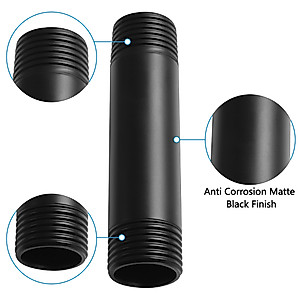 Straight Shower Arm with Flange, Ceiling Mount 3 Inches Rain Shower Head Arm Extension Replacement with Anti-Scratch Escutcheon Plate, DOLGABA Matte Black