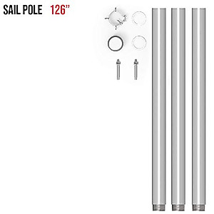 E&K Sunrise Sun Shade Sail Canopy Pole Kit for Garden Patio Backyard Sign Light Pole 126’’ Metal Post Powder Coated Sturdy Durable with Clamp